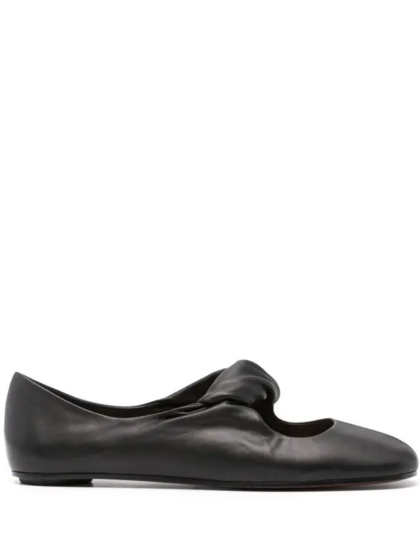 Alexander McQueen Twist Detail Leather Ballet Flats - Black