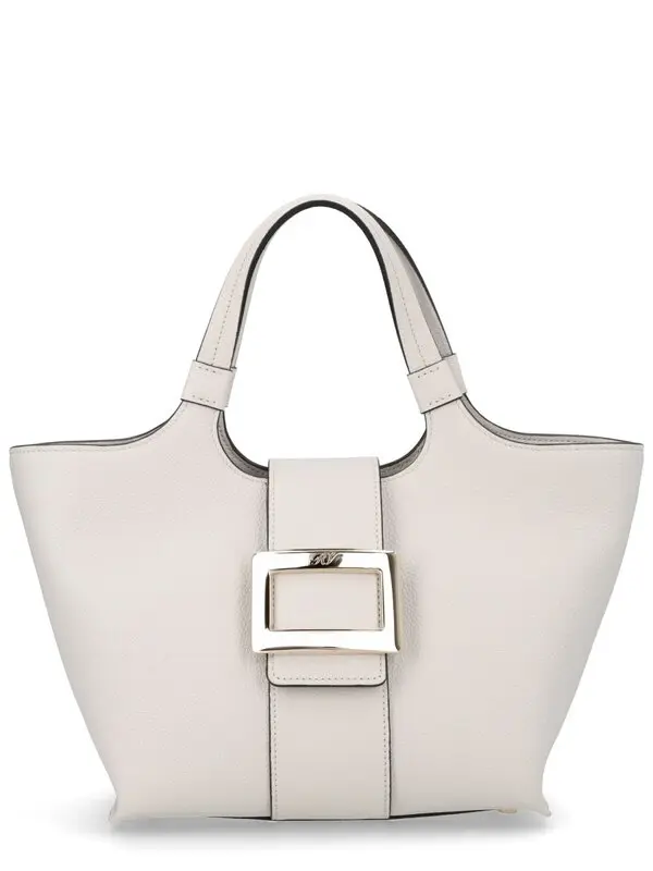 ROGER VIVIER Belle Vivier Mini Shopping Bag In Leather - White