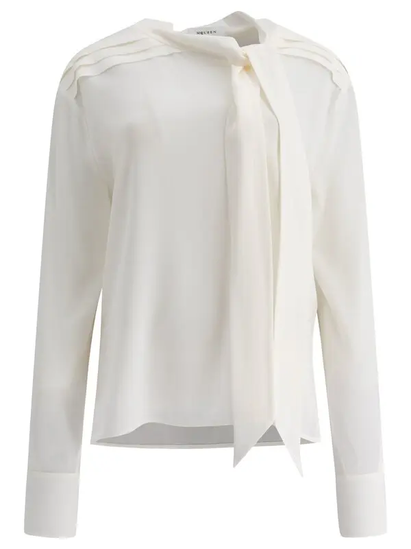 Alexander McQueen Silk Shirt With Pussy Bow Detail - White