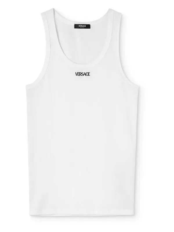 Versace Sleeveless Logo Embroidered Top