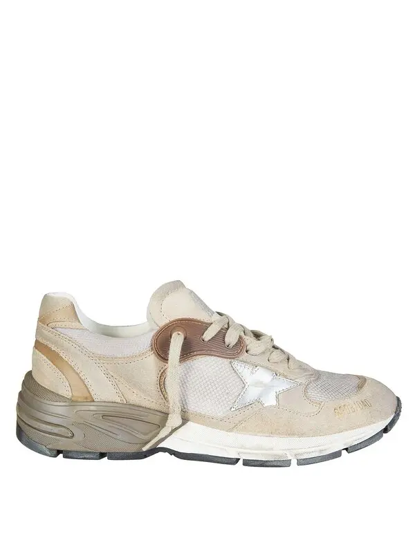 GOLDEN GOOSE Dad-star Sneakers In Mesh And Suede With Leather Star - Beige