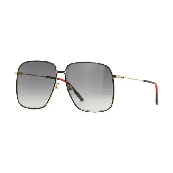 Gucci Oversized Square Sunglasses With Logo Temples - Black