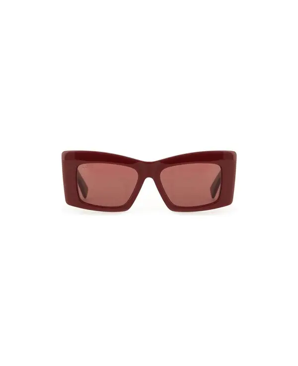 Gucci Oversized Square Sunglasses With Logo Temples - Red