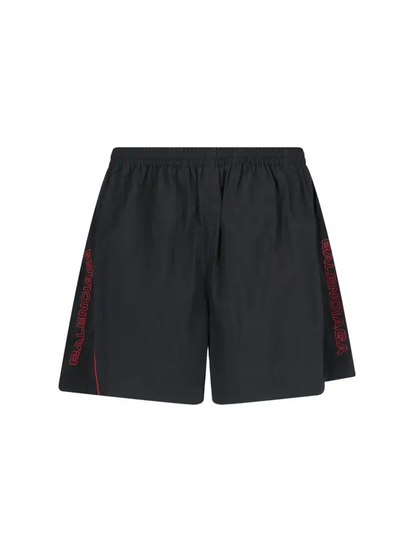 Balenciaga Swim Shorts With Contrast Trim - Black