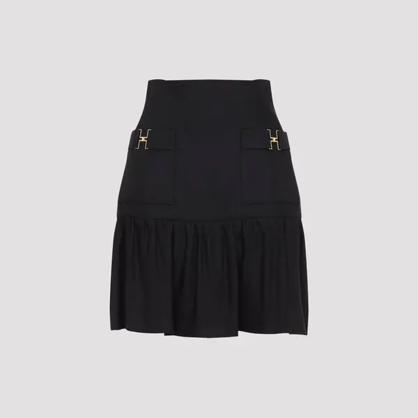 Elisabetta Franchi Front-pockets Ruffled Mini Skirt - Black