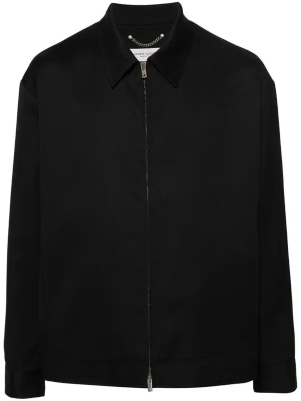 GOLDEN GOOSE Virgin Wool Zip-up Shirt Jacket - Black