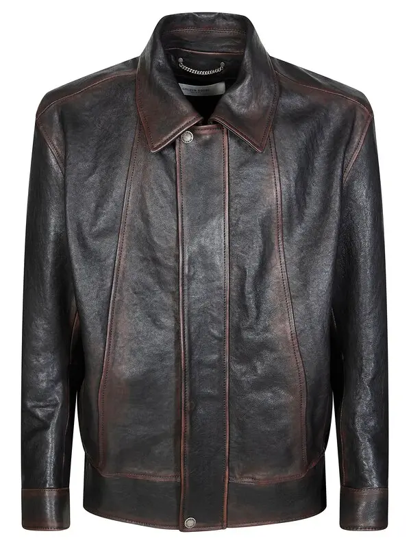 GOLDEN GOOSE Ovine Leather Jacket With Zip Closure
