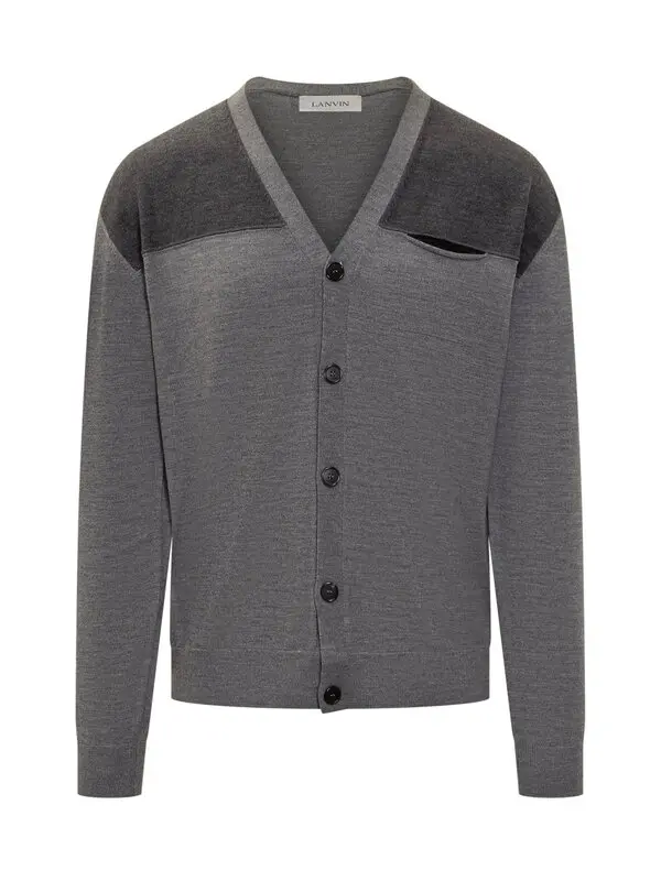 LANVIN Wool Cardigan With Unique Stitch Details