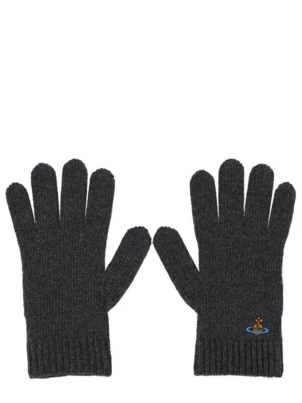 VIVIENNE WESTWOOD Orb Appliqué Cashmere Gloves - Grey