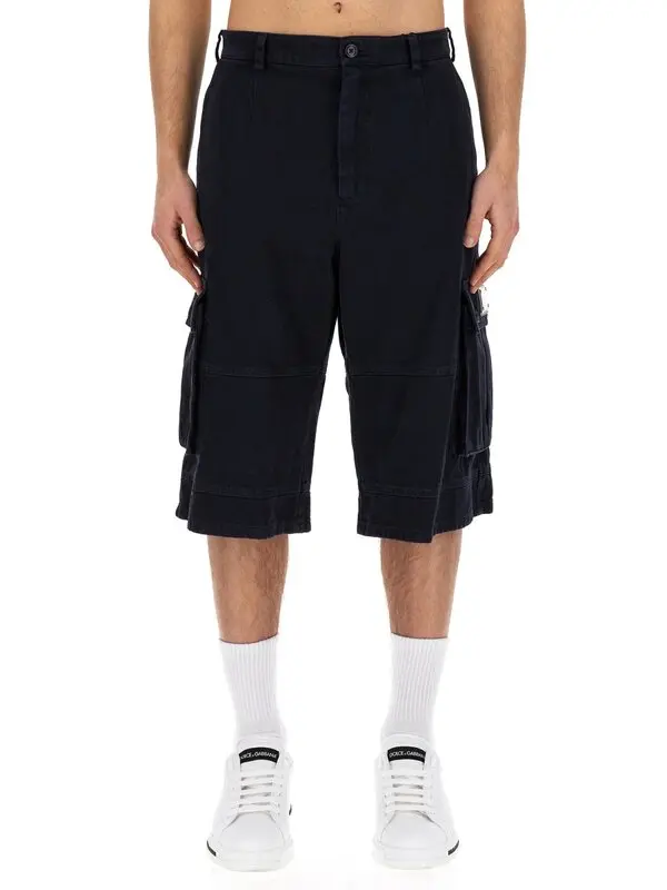 Dolce & Gabbana Cotton Cargo Bermuda Shorts - Blue