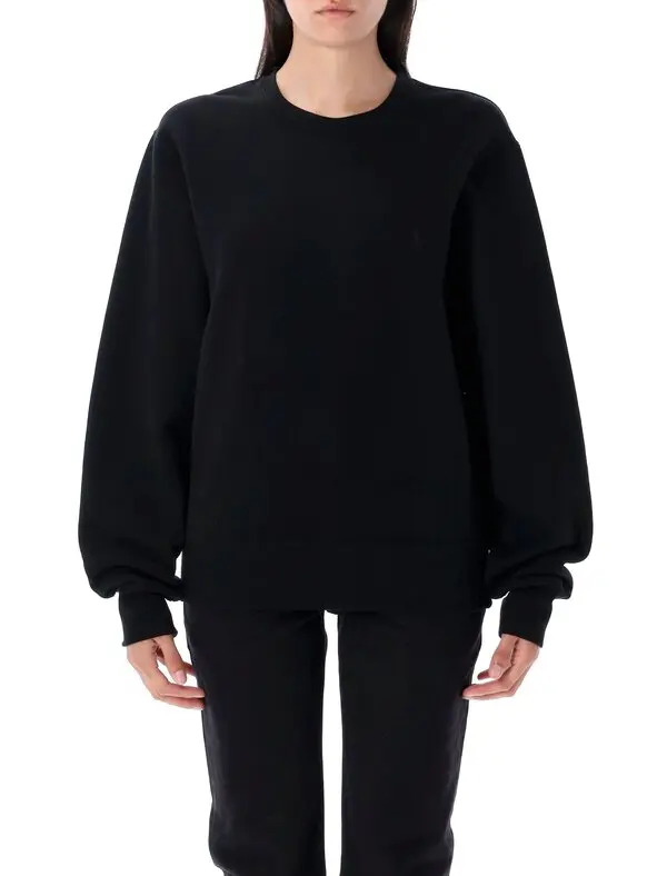 Saint Laurent Certified Cotton Sweatshirt With Cassandre Embroidery - Black