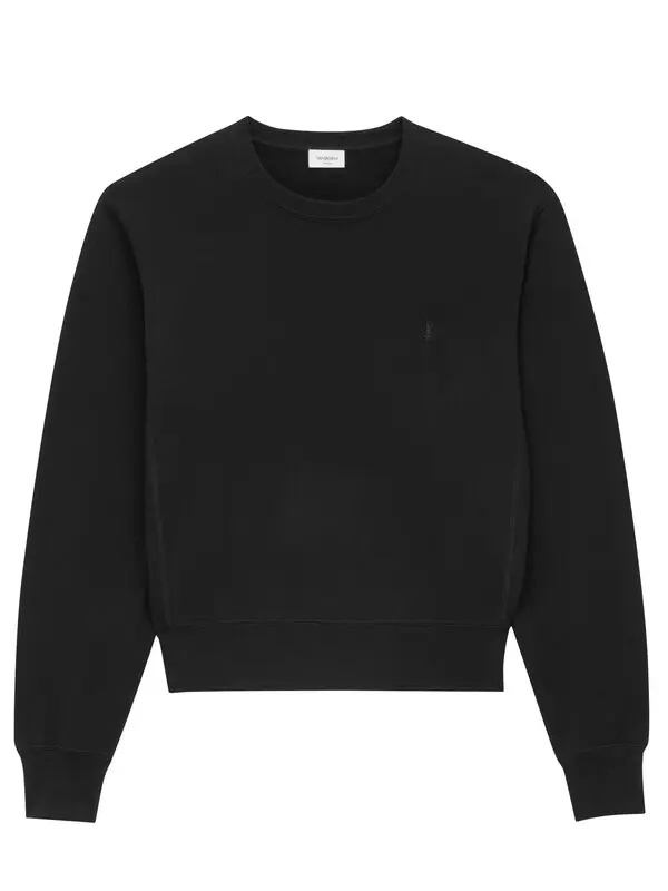Saint Laurent Certified Cotton Sweatshirt With Cassandre Embroidery - Black