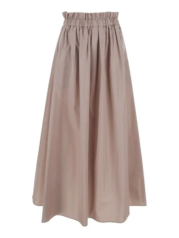 Herno Tech Fabric Skirt With Elastic Waist And Logo Plate - Pink