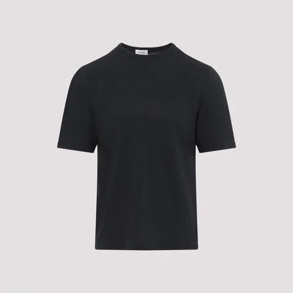 Saint Laurent Short-sleeve Crewneck T-shirt Made With Certified Cotton, Featuring A Tonal Embroidery On The Chest - Black