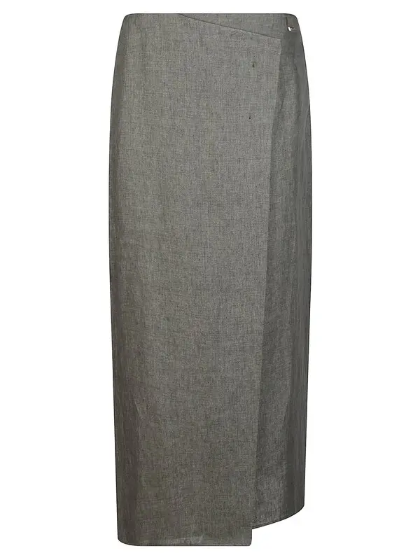 Herno Linen Skirt With Asymmetric Hem And Pockets - Green