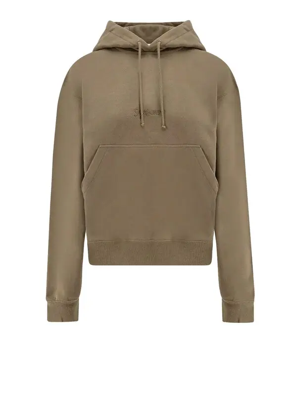 Saint Laurent Cotton Sweatshirt With Logo Embroidery - Green