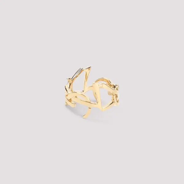 Saint Laurent Cassandre Ring In Brass - Metallic
