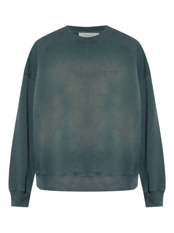 GOLDEN GOOSE Faded Effect Cotton Crewneck Sweatshirt - Black