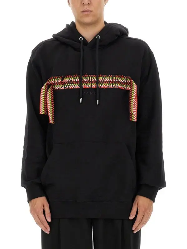 LANVIN Cotton Logo Hoodie - Black