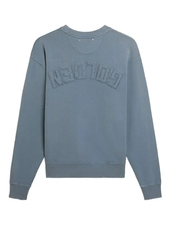 GOLDEN GOOSE Oversized Cotton Sweatshirt With Back Logo - Azzurro