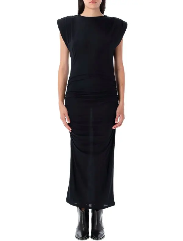 MARANT ETOILE Padded-shoulder Midi Dress - Black