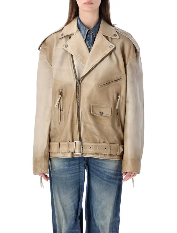 GOLDEN GOOSE Phoebe Leather Biker Jacket - Blue