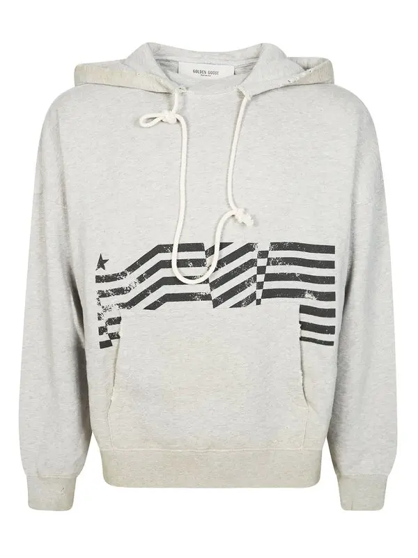 GOLDEN GOOSE Hoodie With Central Flag Print