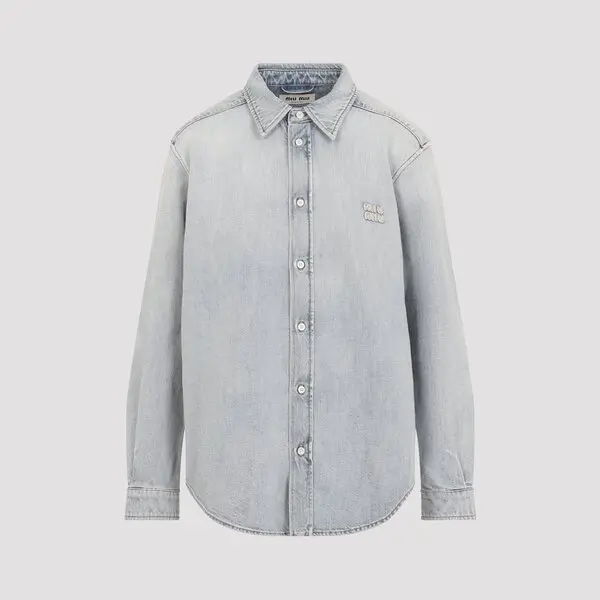Miu Miu Mini Cotton Shirt For Fw26 - Blue