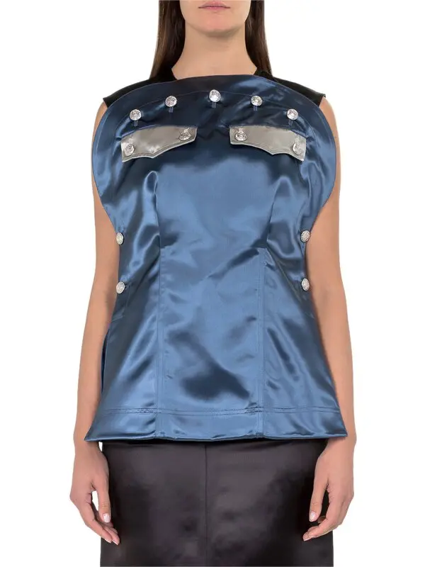 Calvin Klein Satin Top With Button Details