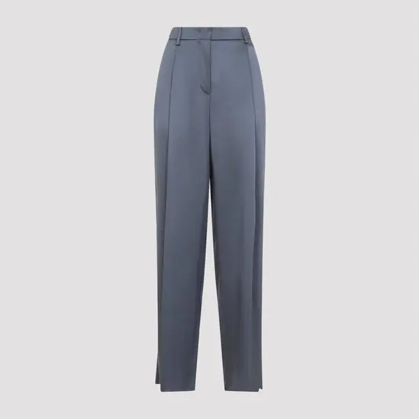 Giorgio Armani Silk Double Satin Single-pleat Trousers - Grey