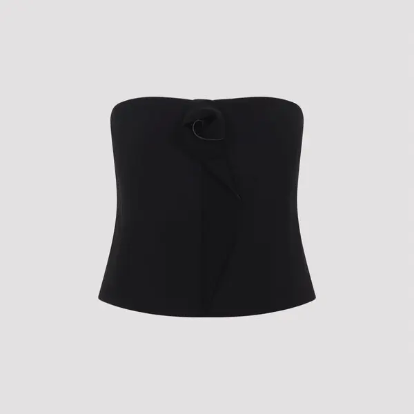Giorgio Armani Silk Strapless Top With Draped Detail - Black