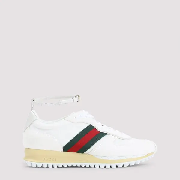 Gucci Nora Leather Sneakers With Ankle Strap - White