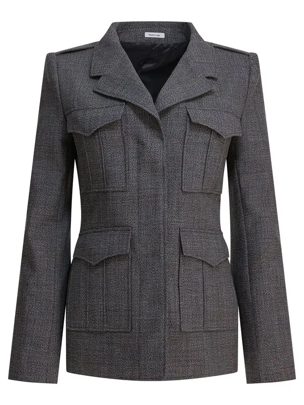 Alexander McQueen Wool Jacket With Notched Lapel - Grey