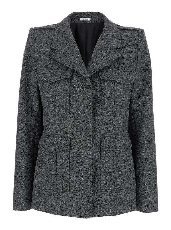 Alexander McQueen Wool Jacket With Notched Lapel - Grey
