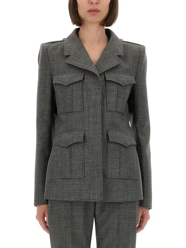 Alexander McQueen Tailored Wool Utility Jacket - Grey
