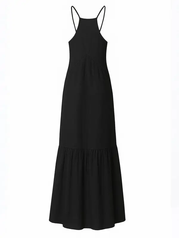 MARANT ETOILE Tiered Ruffled Cotton-blend Maxi Dress - Black
