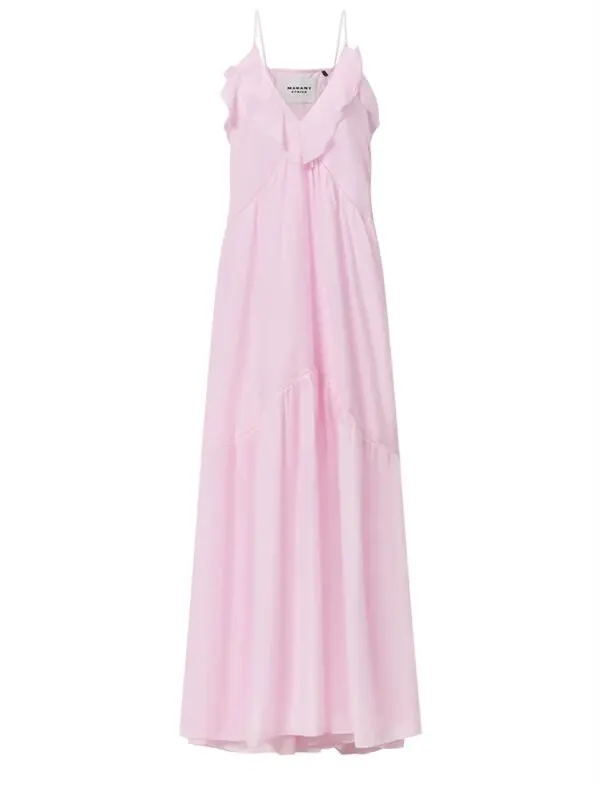 MARANT ETOILE Tiered Ruffled Cotton-blend Maxi Dress - Pink