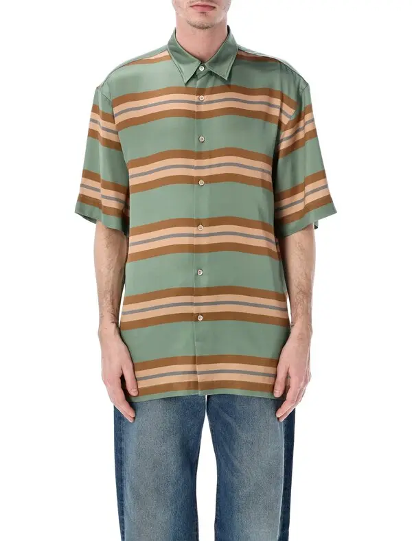 Dries Van Noten Striped Fluid Shirt - Pistache