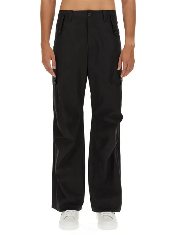 Dolce & Gabbana Wide-leg Stretch Cotton Pants For - Black