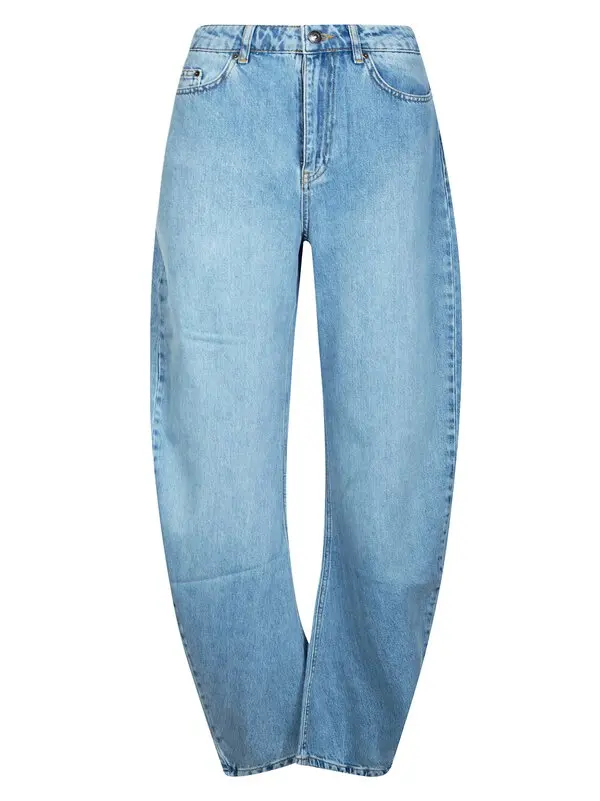 ROTATE BY BIRGER CHRISTENSEN Draped Barrel Leg Jeans - Blu