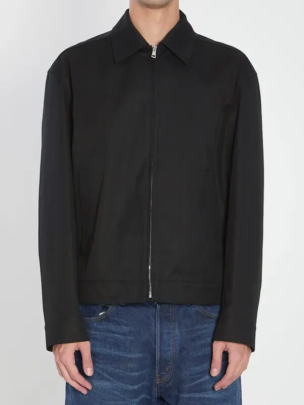 Gucci Cotton Twill Zip Up Jacket With Web Detail