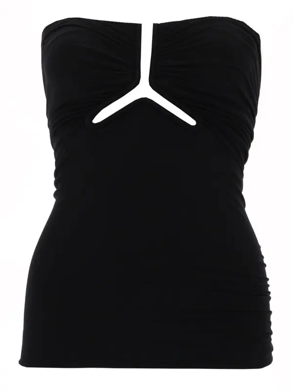 Rick Owens Ruched Cut-out Tube Top - Black