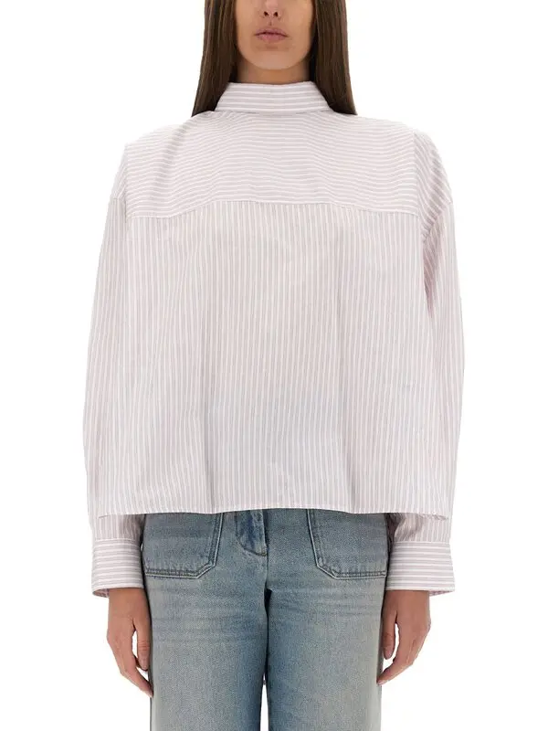 Victoria Beckham Striped Cotton Blouse - Pink