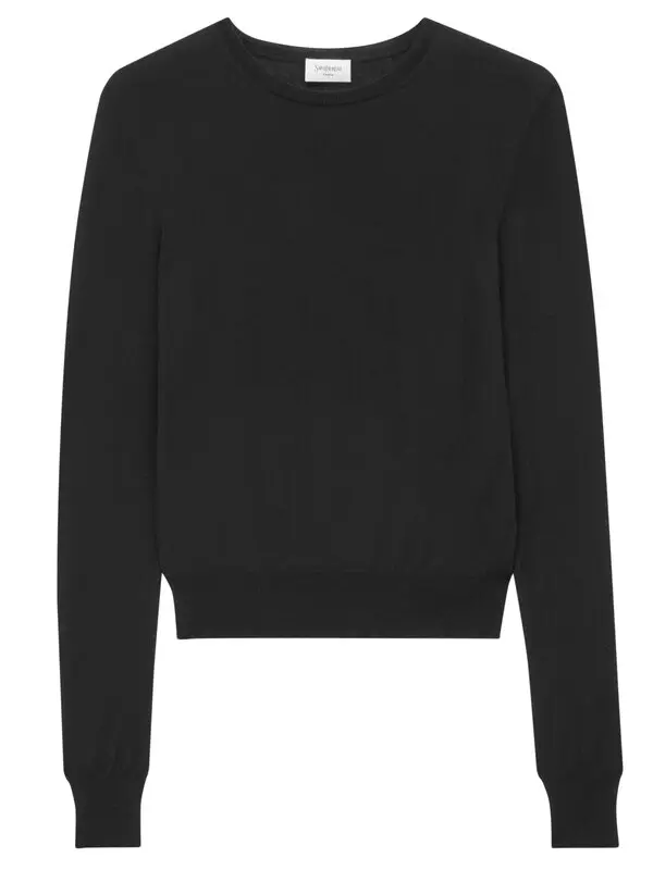 Saint Laurent Fitted Crewneck Sweater In Certified Wool