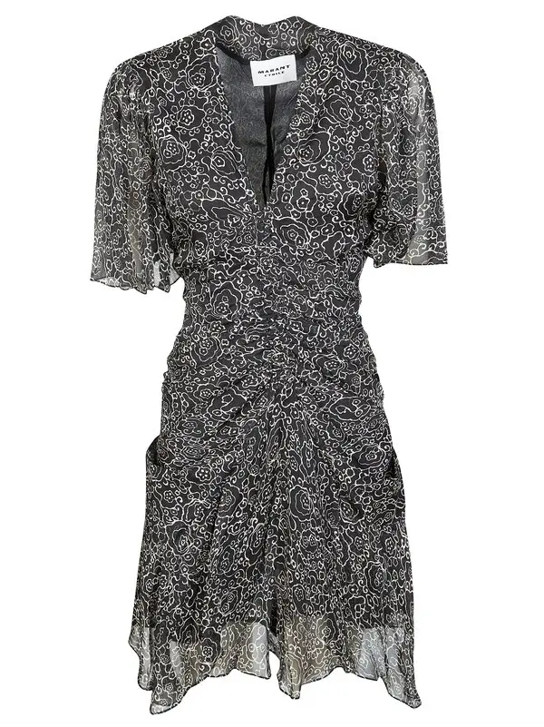 Isabel Marant Étoile Vivienne Printed Chiffon Mini Dress - Nero