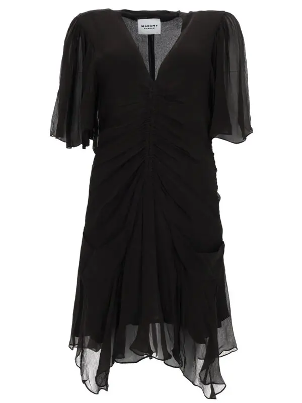 MARANT ETOILE Damya Lace-trimmed Cotton-blend Mini Dress - Black
