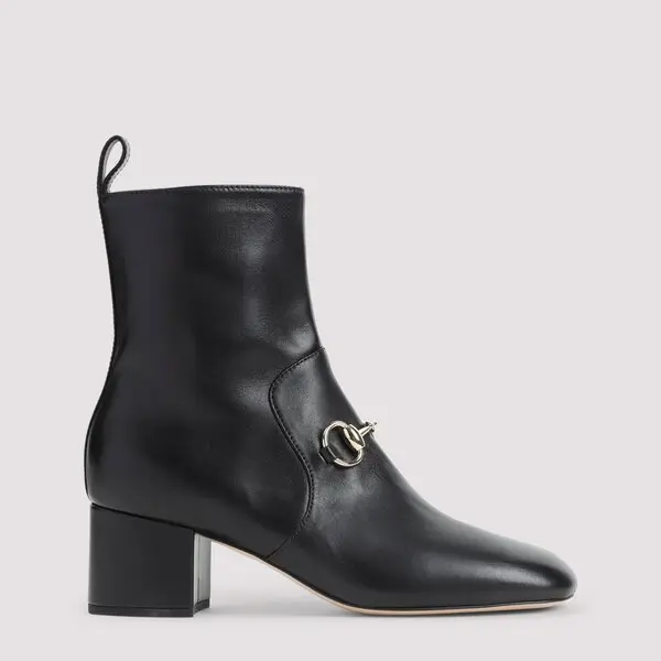 Gucci Horsebit Ankle Bootie In Stretch Leather - Black