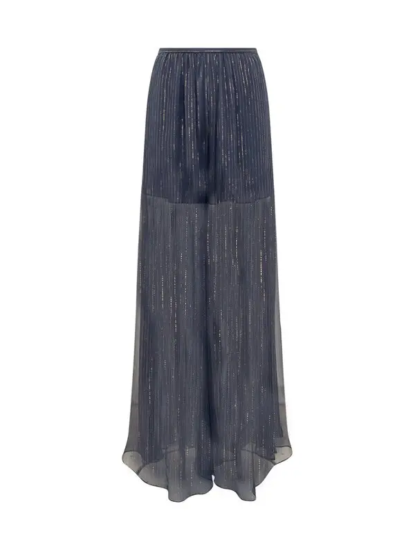 Rochas Fluid Tailored Trousers With Metallic Stripes - Navy