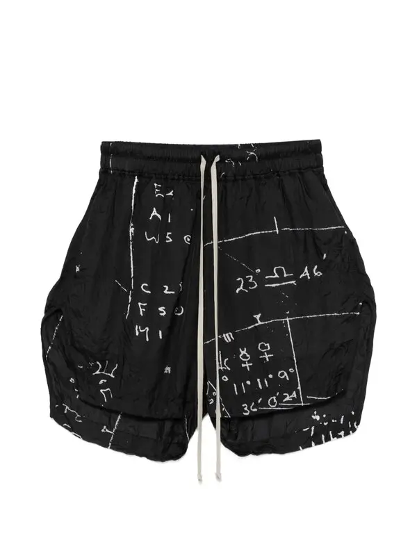 Rick Owens Drawstring Boxer Shorts With Slits - Black
