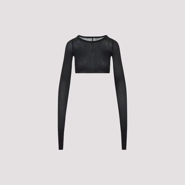 Rick Owens Cropped Long-sleeved T-shirt - Black